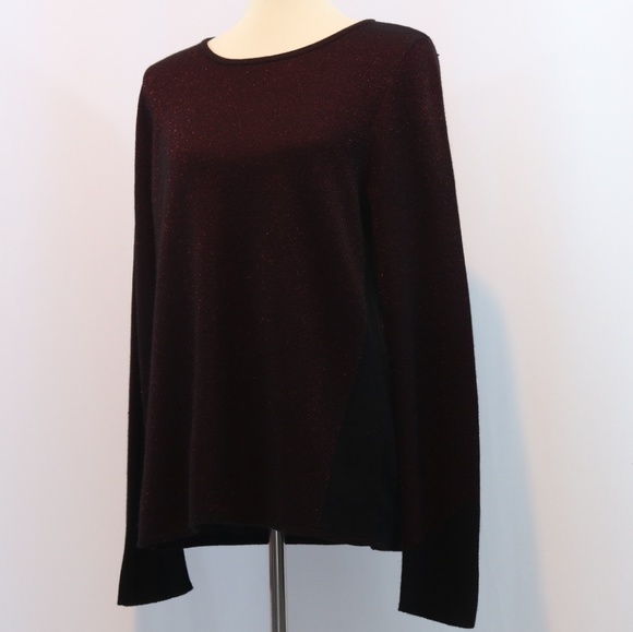 Anne Klein | Sweaters | Anne Klein Colorblock Black Burgundy Lurex ...